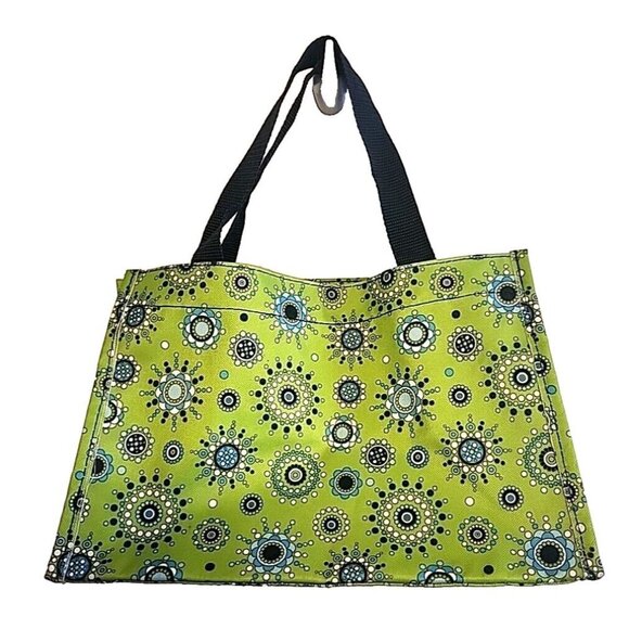 thirty-one | Bags | Thirtyone Green And Navy Print Small Tote Bag ...